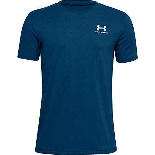 Under Armour Sportstyle Left Chest Short Sleeve, Graphite Blue (581)/White, Youth X-Small