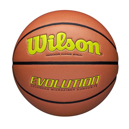 WILSON Evolution Game Basketball, Yellow, Intermediate Size - 28.5"