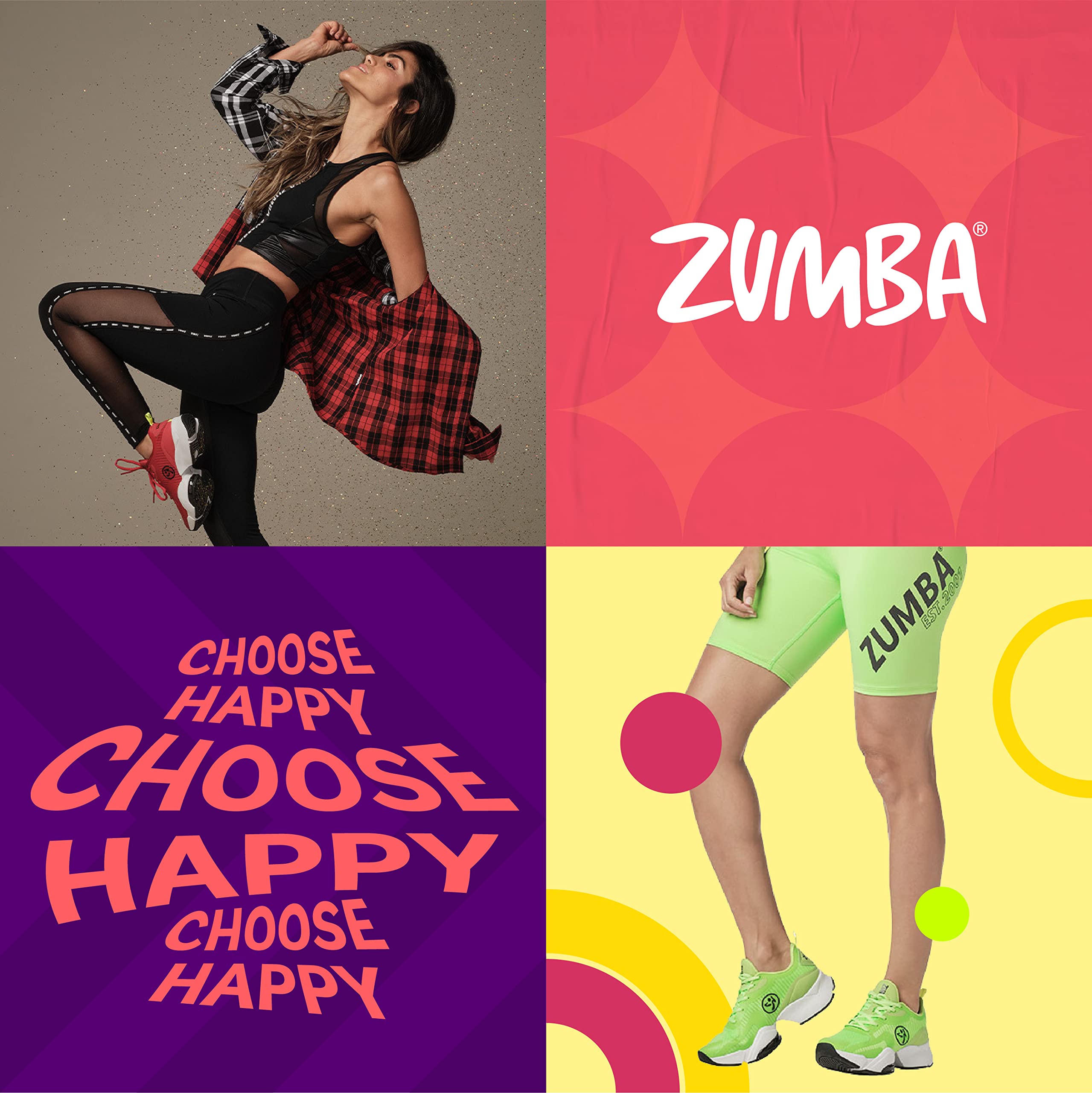 ZUMBA Workout Sneakers, Cute Non-Slip Shoes for Women Classic Air Stomp, Red, 8.5