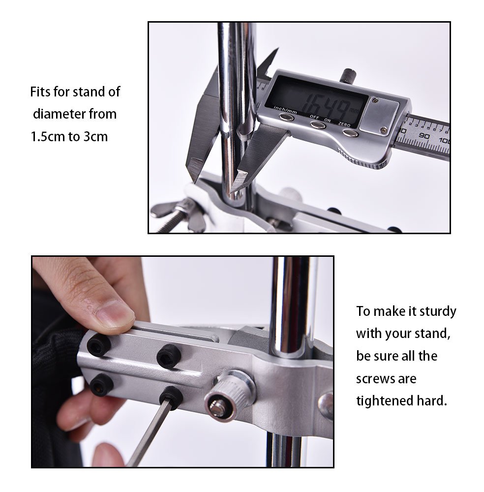 Rayzm Drum Stick Bag Holder, Nylon Mallet/Brush/Beater Stick Holder with Aluminum Clamp for Drum Kit & Music Stand (1.5-3cm Diameter Pole), UP to 12 Pairs of Sticks