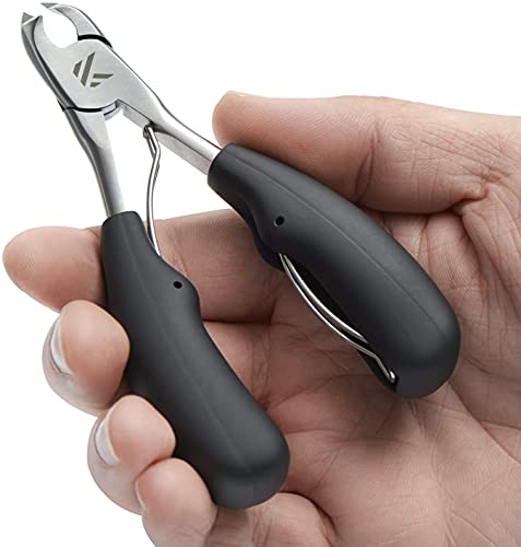 Toe Nail Clippers for Thick Nails β KLIPP Toenail Clippers Ingrown and Cuticle Nipper Trimmer Made of Rustproof Stainless Steel with Short Curved Blades, Ergonomic TPU Grips and Dual Spring Mechanism