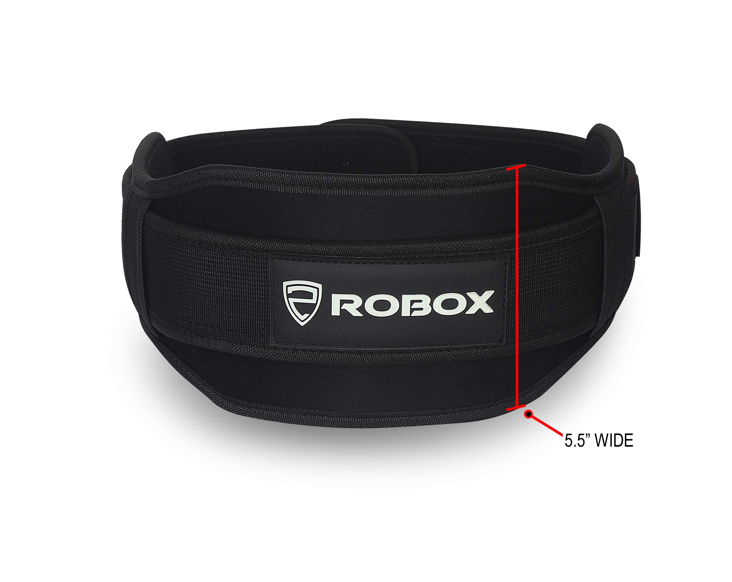 ROBOX Weight Lifting Belt, Gym, Back Support, Bodybuilding, Fitness, Training, Lumbar Support, Neoprene Workout Belt for Men and Women (Medium, Full Black)