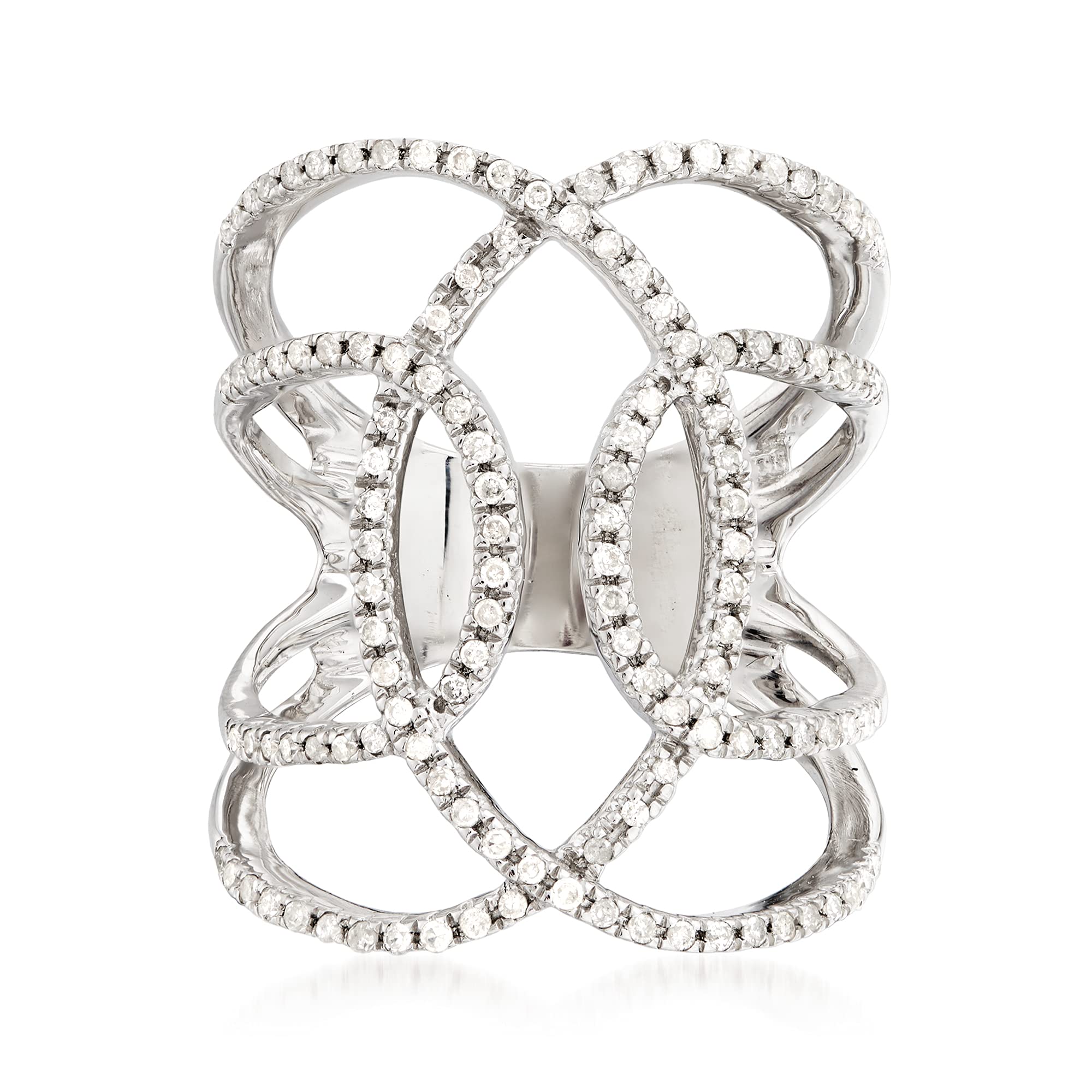 Ross-Simons 0.50 ct. t.w. Diamond Open-Circle Ring in Sterling Silver. Size 9