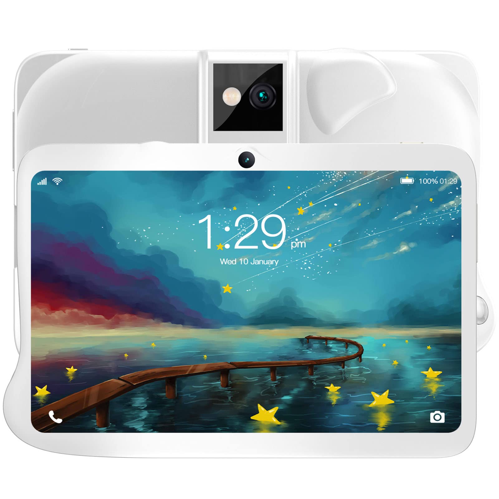 Zopsc 7in Kids Tablet for 10.0 2.4G/5G Dual Screen WiFi Smart Tablet 4GB 32GB MT6592 Octa Core 5000mAh 1960 1080 500W 800W. (White)