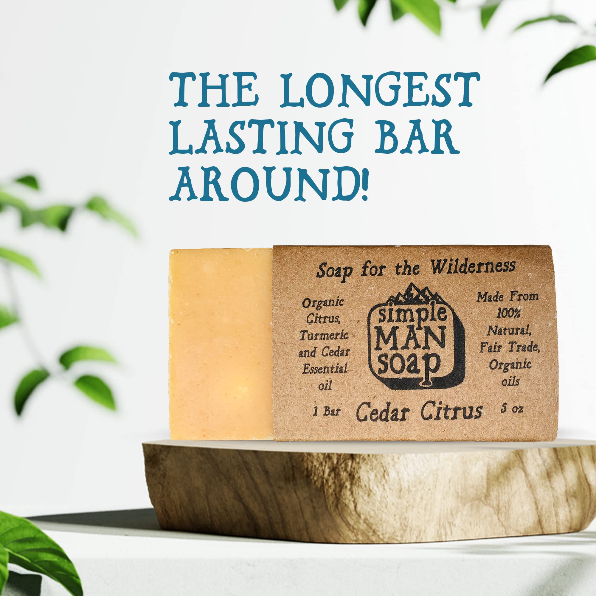 SimpleMan Soap Bar (Cedar Citrus Soap) - Men’s soap with Organic & Fair Trade Essential Oils - All Natural Manly Soap - Refreshing Bath Soap Bars - Handmade Man’s Shower Blocks (Pack of 3)