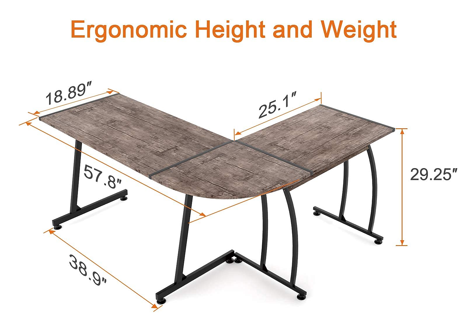 SMAGREHO L Shaped Gaming Desk 58" Home Office Computer Desk Large Corner Desk Writing Workstation Space-Saving Easy Assembly Dark Brown