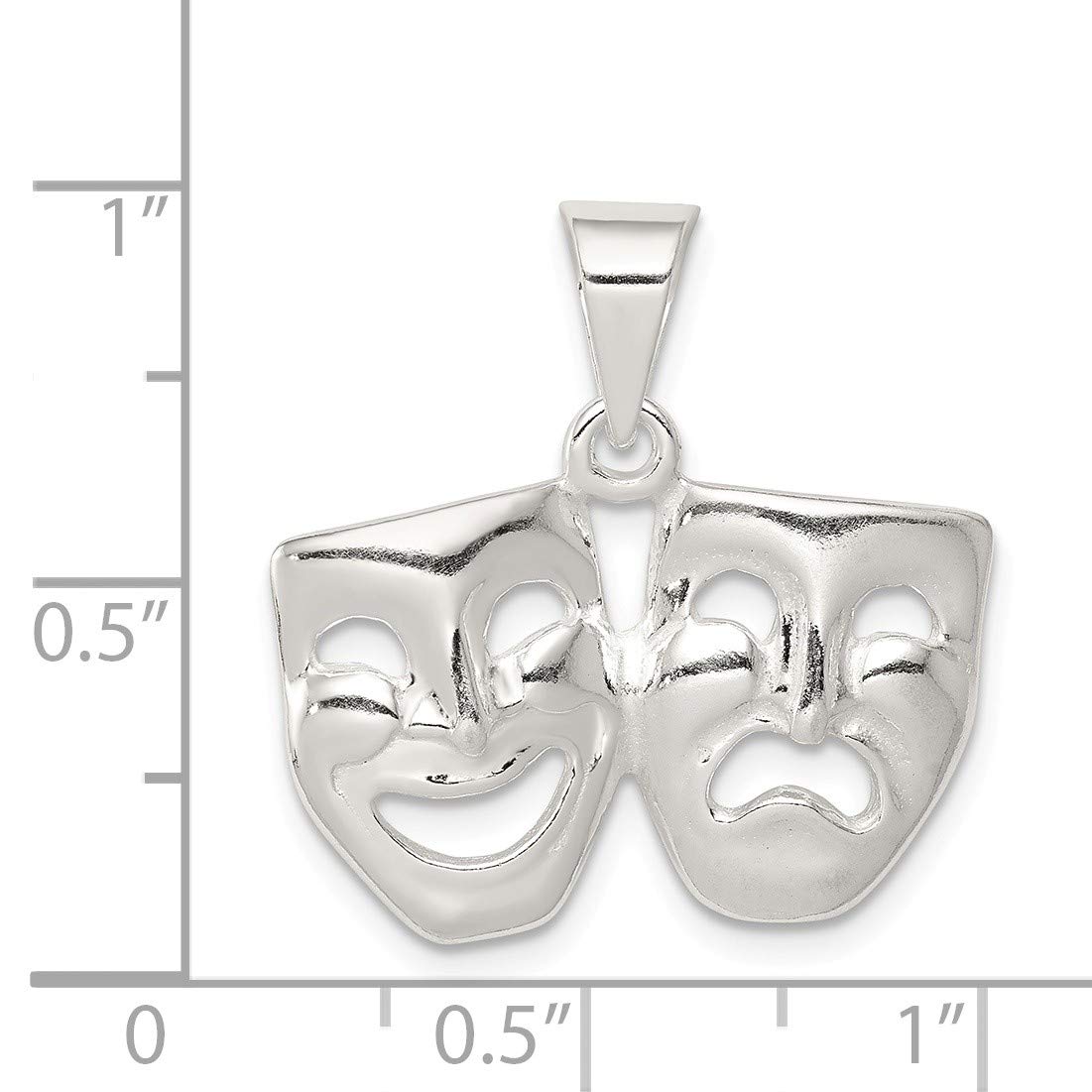 The Black Bow Sterling Silver Polished Comedy and Tragedy Mask Pendant