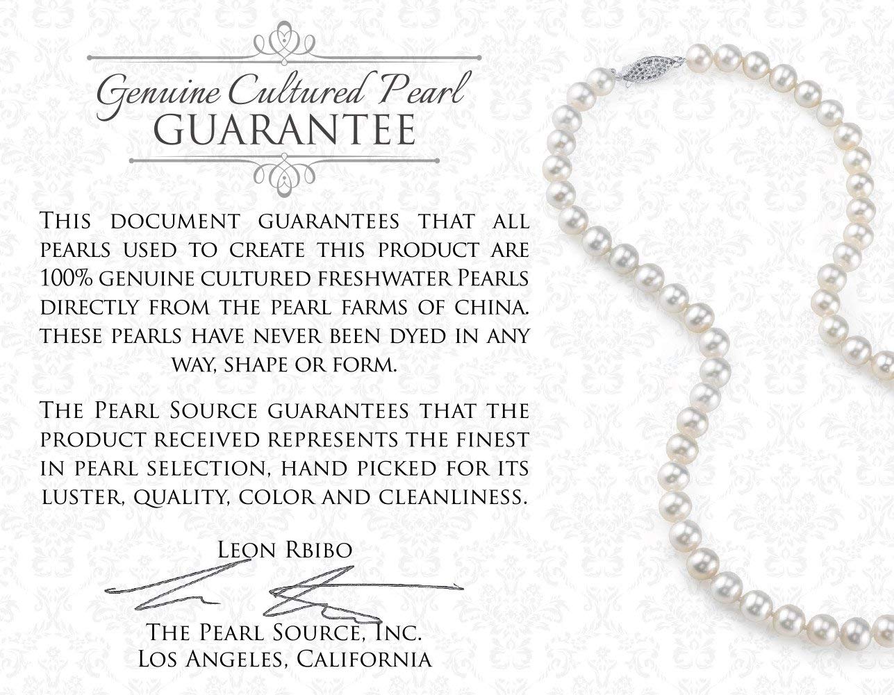 The Pearl Source 14K Gold 7-8mm AAA Quality White Freshwater Cultured Pearl Necklace for Women in 24" Matinee Length