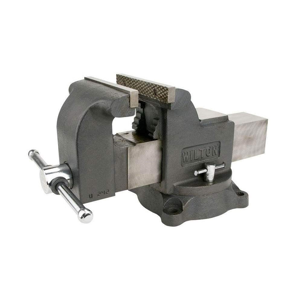 Wilton WS6 6 Inch Jaw 360 Degree Steel Swivel Base Bench Vise and BASH 4 Pound Sledge Hammer with Non-Slip Grip