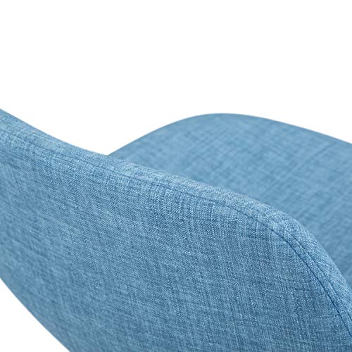 SIMPLIHOME Randolph 26 Inch Mid Century Modern Bentwood Counter Height Stool (Set of 2) in Medium Blue Linen Look Fabric, For the Dining Room and Kitchen
