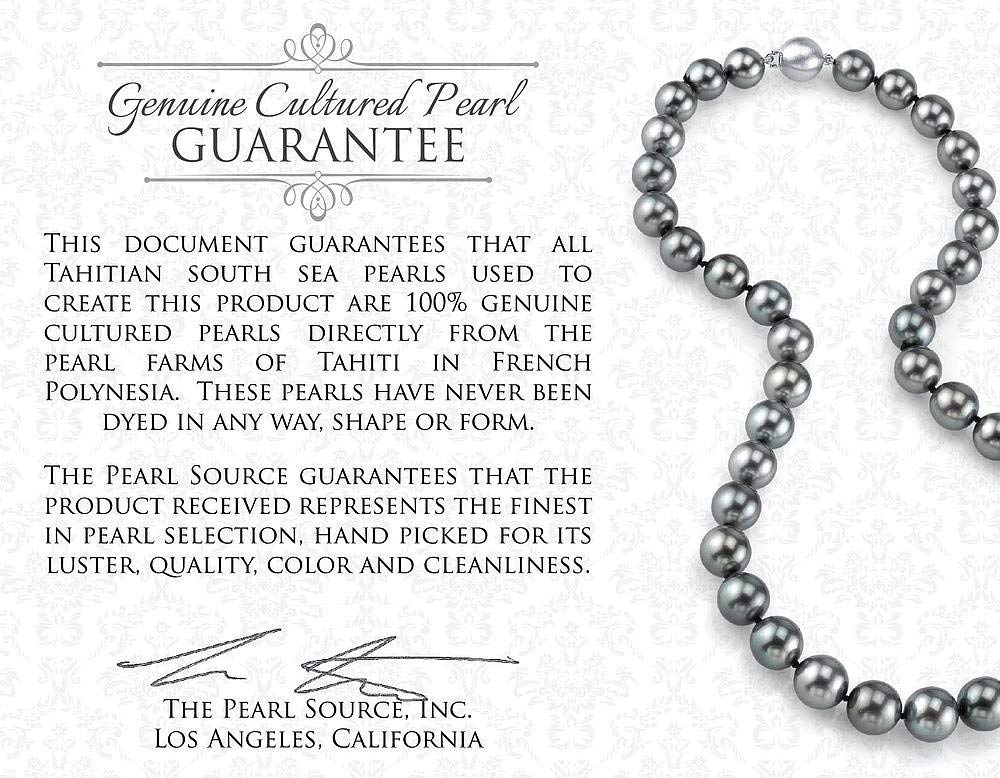 The Pearl Source 10-11mm Genuine Black Tahitian South Sea Cultured Pearl Laurel Ring for Women