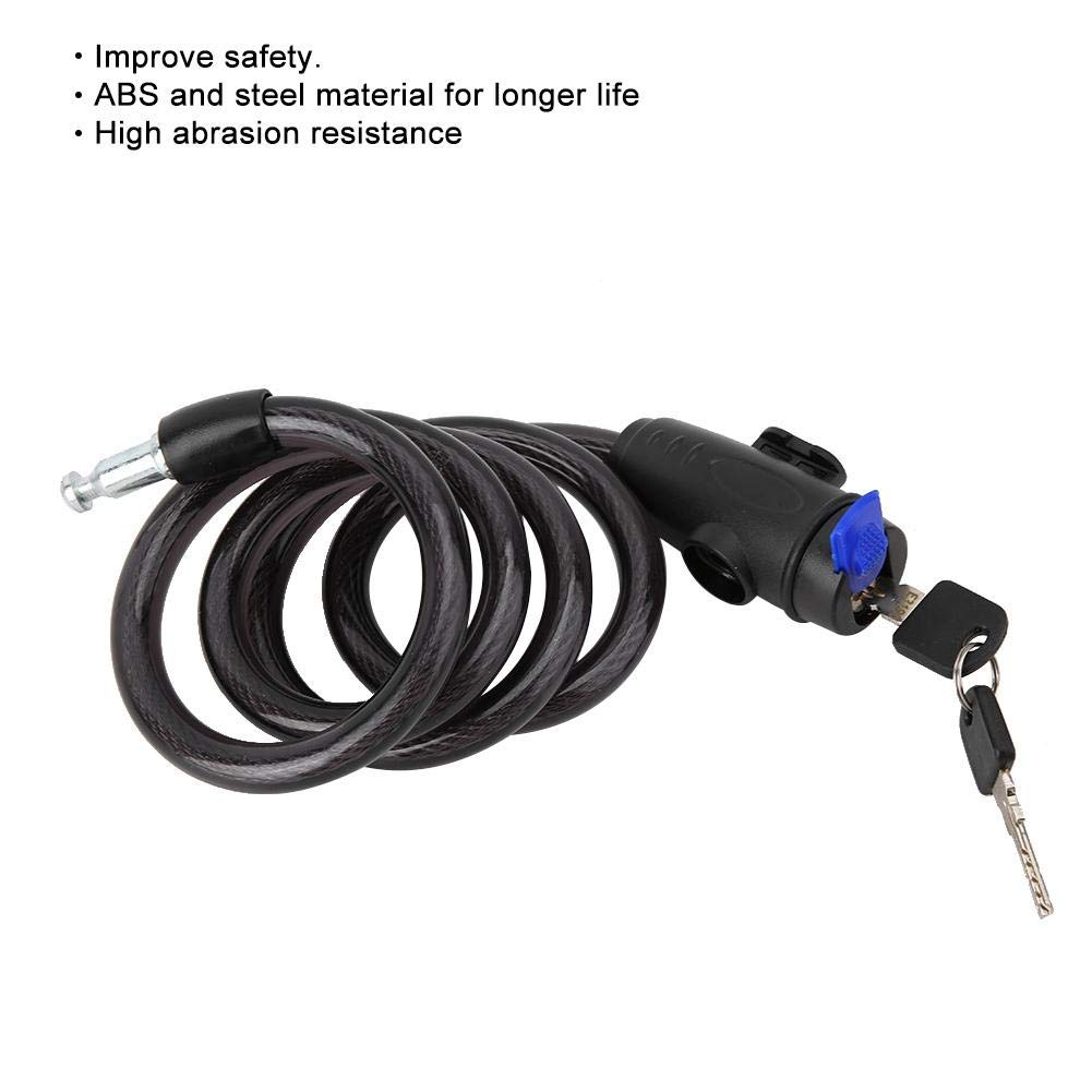 Wear-Resistant with Mounting Bracket Anti-Theft Bike Lock, Black Durable Bike Lock, Coiled Bike Locks for Indoor Outdoor