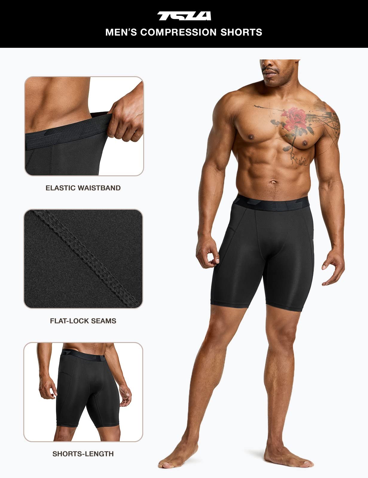 TSLA Men's Athletic Compression Shorts, Sports Performance Active Cool Dry Running Tights, Core 3pack Shorts Dim Black/Dim Charcoal/Sky, Small