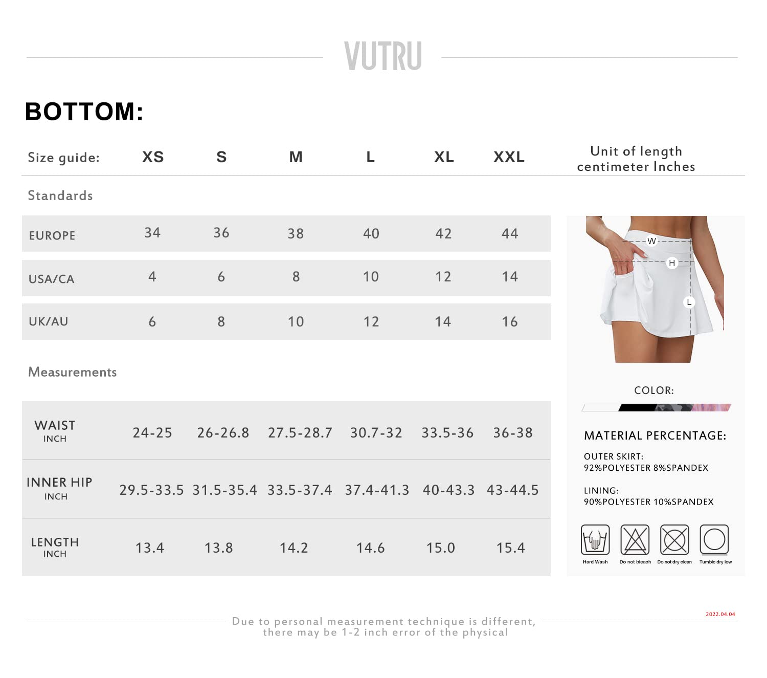 VUTRU Women's Tennis Skirts with Pockets High Waisted Pleated UV Protection Athletic Golf Skirt for Sport Running White