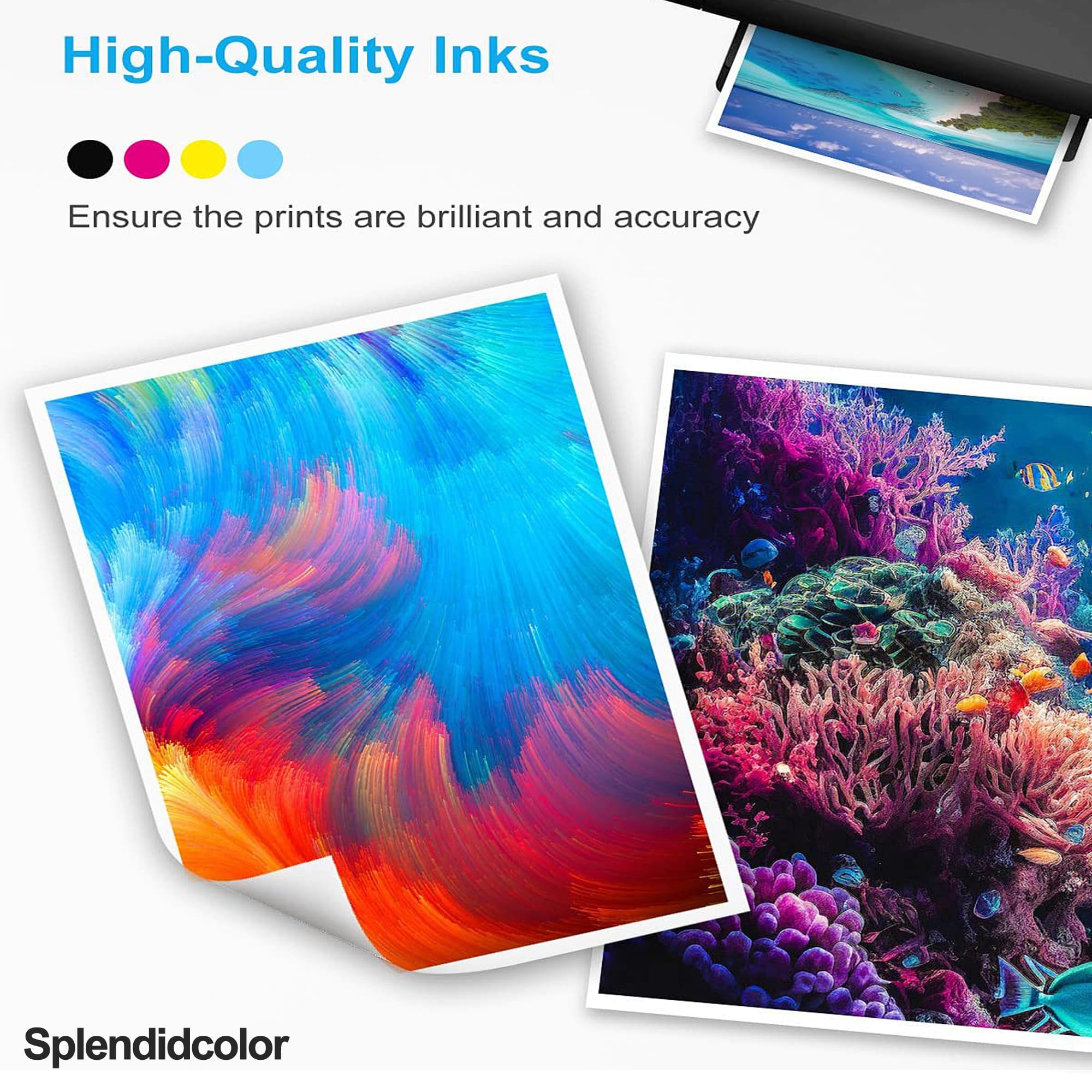 SPLENDIDCOLOR 712 Ink Remanufactured High Yield 712 712XL Ink Cartridges Replacement for DesignJet T650 T630 T230 T210 Studio Plotter Printers.(4 Pack, 80-ML Black, 29-ML Cyan/Magenta/Yellow)