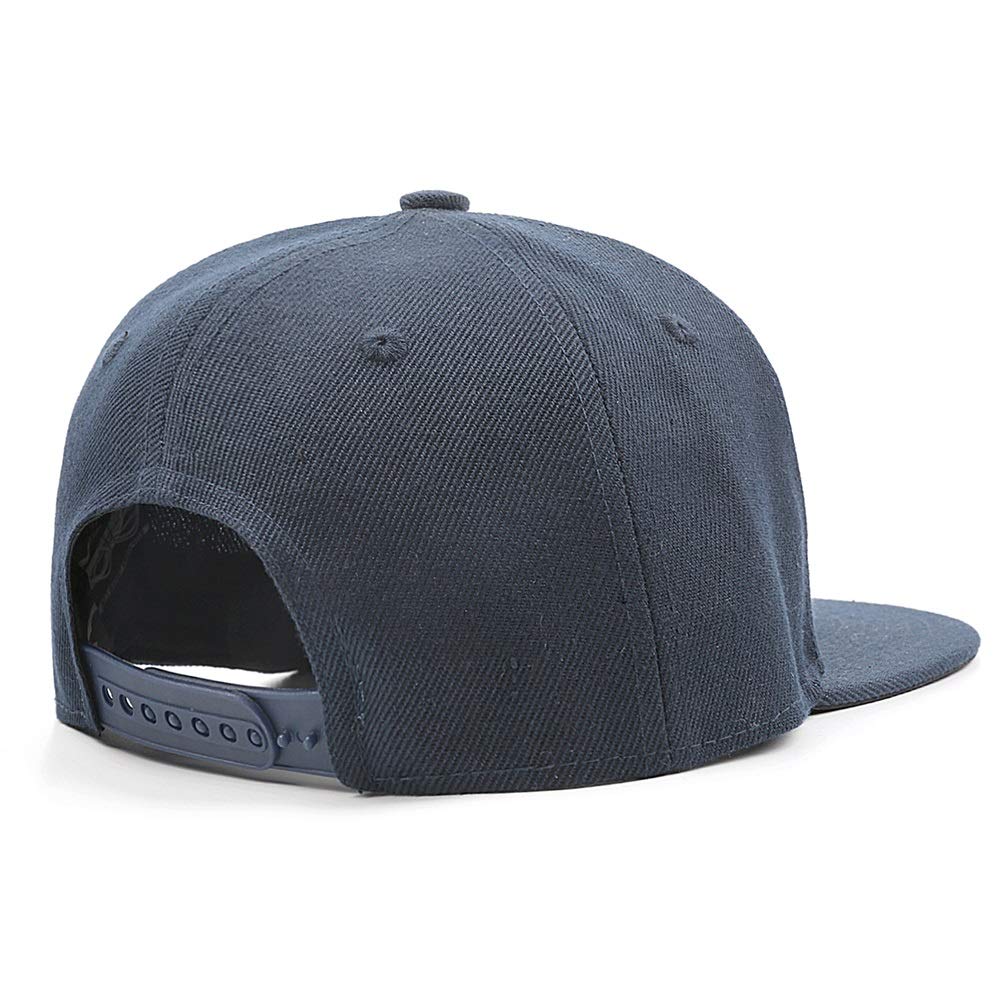 TT smemes Navy Blue Skull Rose Fitted Flat Brim Baseball Cap Snapback for Men Women Trucker Hat