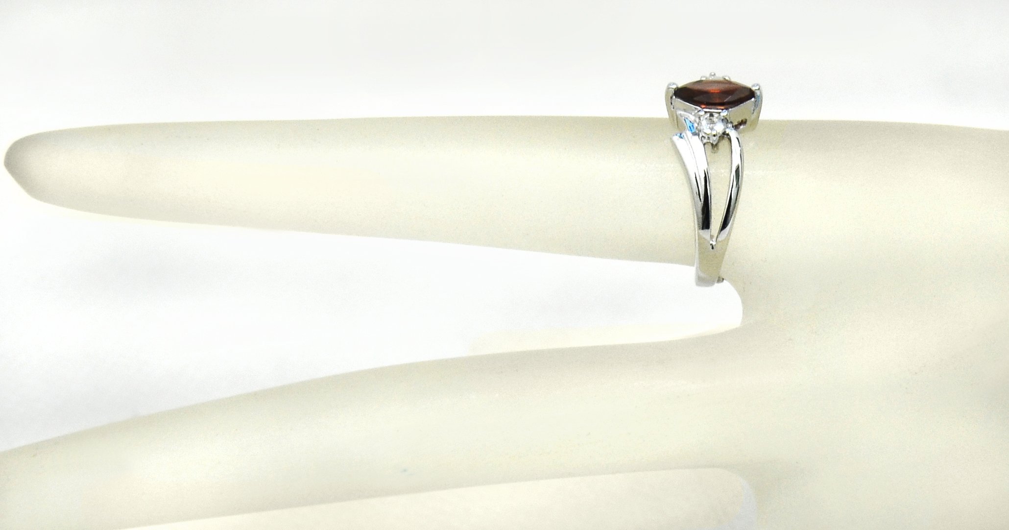 RB Gems 925 Sterling Silver Ring Genuine Gems Marquise 8x4 and Round Gems Accented with Wave-like Design Shank Rhodium-Plated Finish (Garnet, 11)