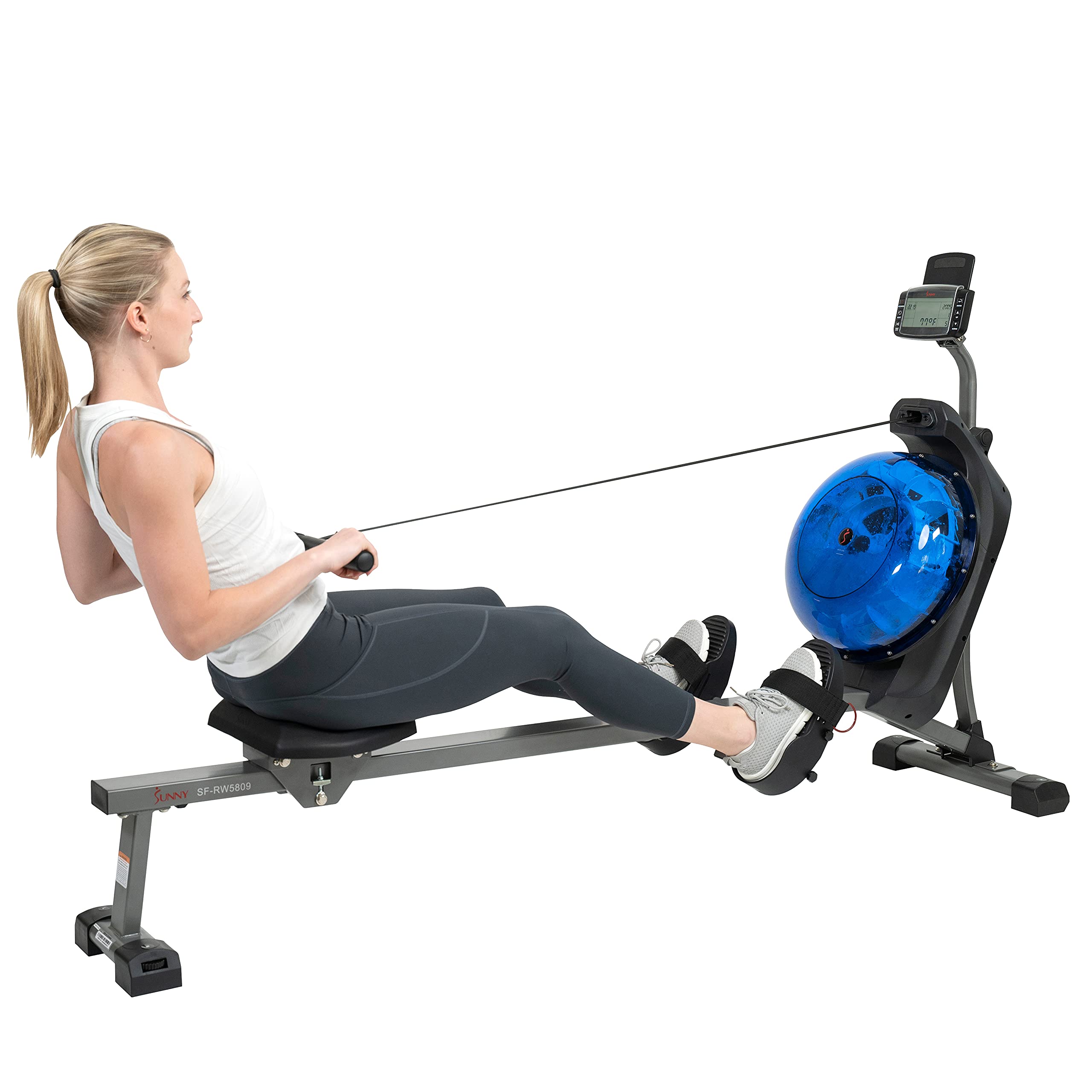 Sunny Health & Fitness Hydro+ Dual Resistance Magnetic Water Rowing Machine (Hydro+), Black