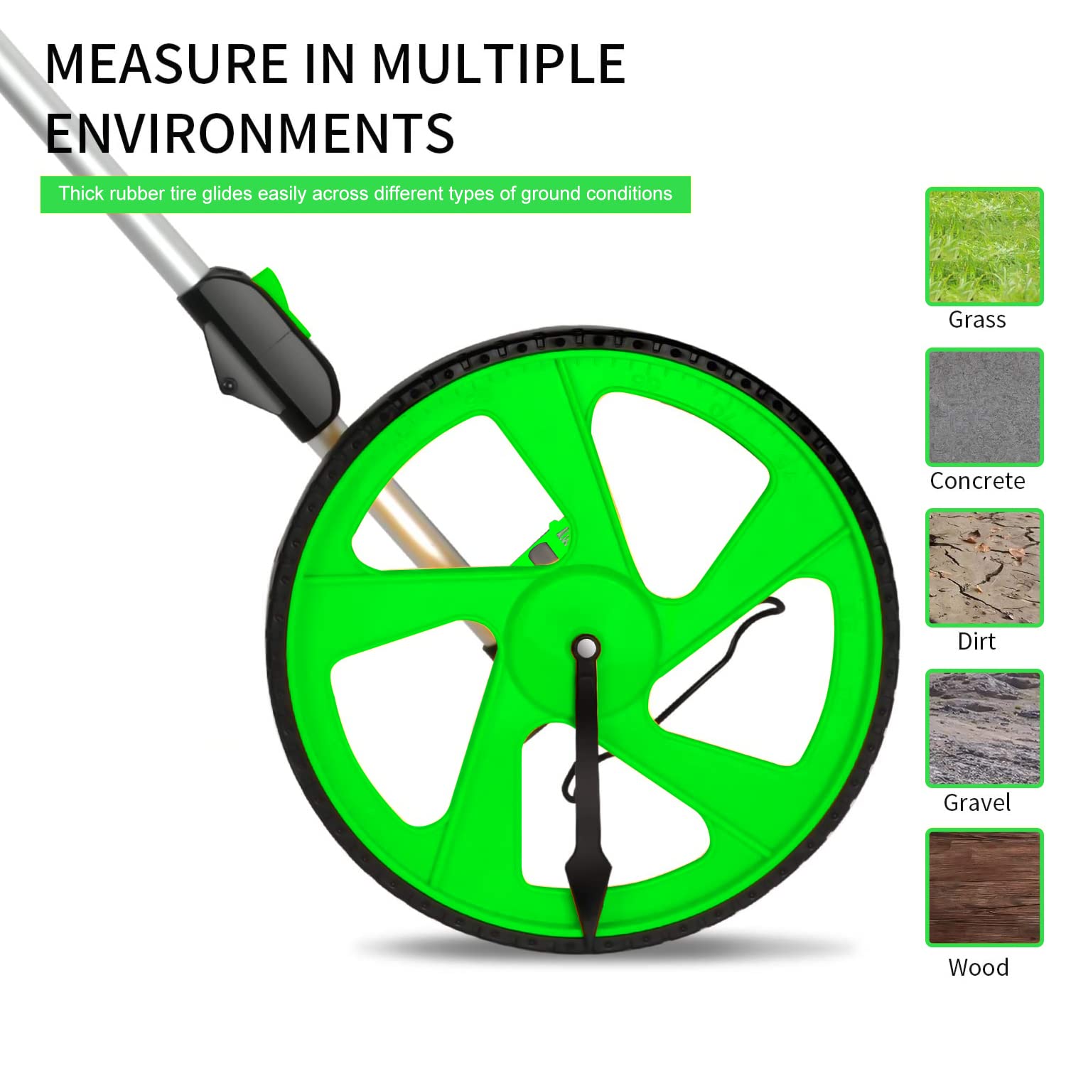 Zozen Measuring wheel, Distance measuring wheel in feet, Wheel Measuring Tool, Rolling Measurement Wheel, Collapsible with Backpack [Up To 10,000Ft]|12’’ Diameter Wheel - Adapt to various roads.