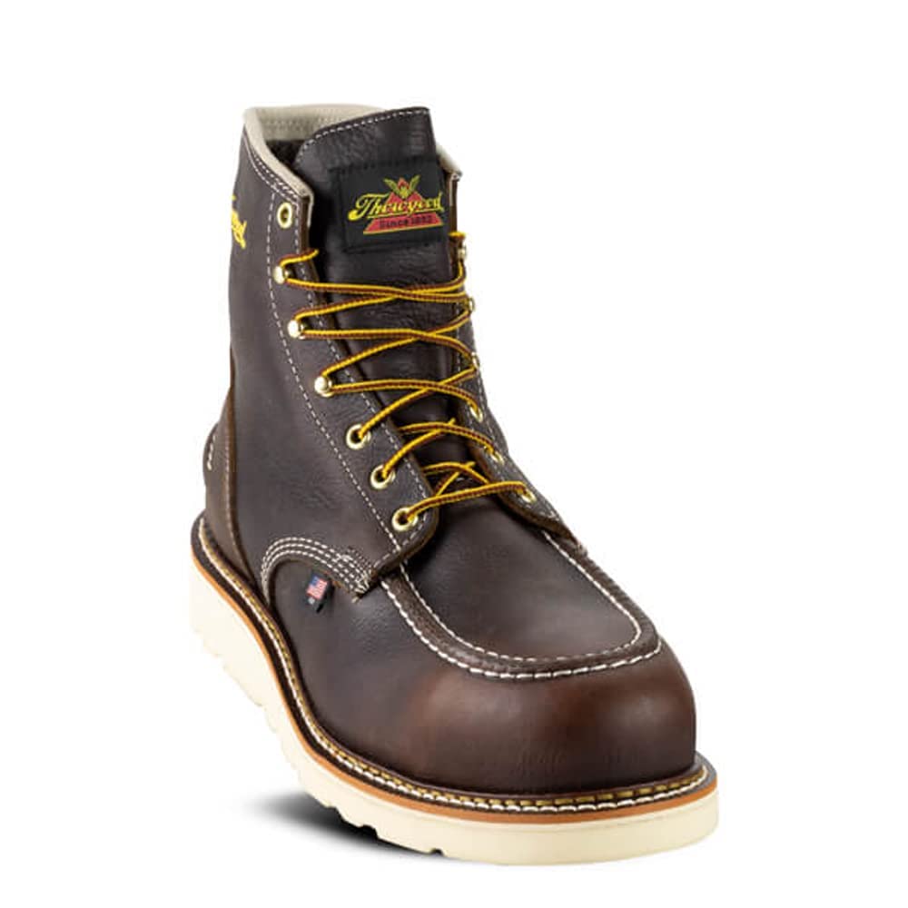 Thorogood 1957 Series 6โ Waterproof Moc Toe Work Boots for Men - Soft Toe, Full-Grain Leather with Slip-Resistant Wedge Outsole and Shock-Absorbing Footbed, Briar Pitstop - 12 D US