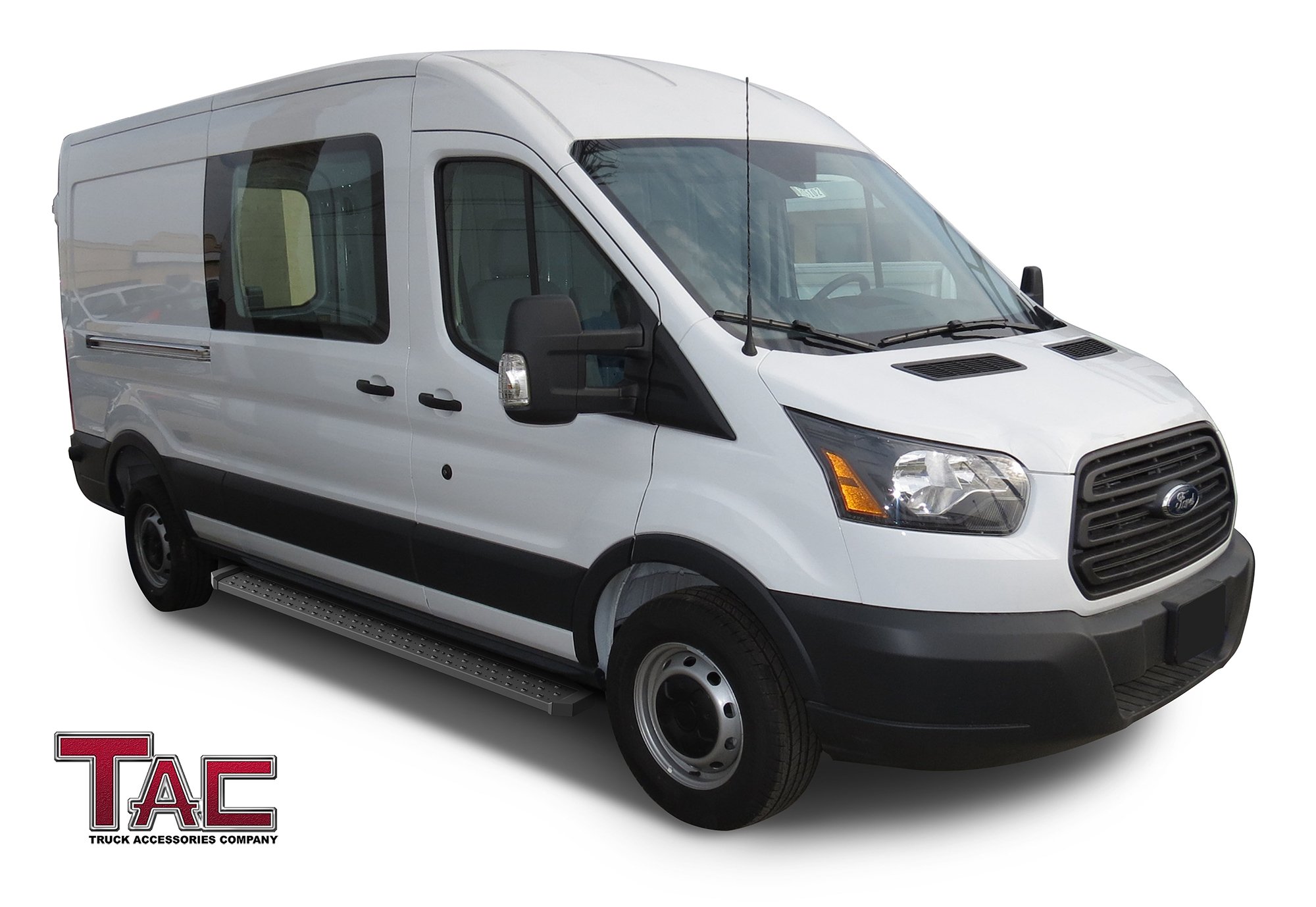 TAC 6.5” Running Boards Fit 2015-2023 Ford Transit Van (Exclude 2022-2023 E-Transit) 148" Wheel Base Full Size Utility Black Rattler Steel Side Steps Nerf Bars Step Rails Off Road Accessories 2 Pcs