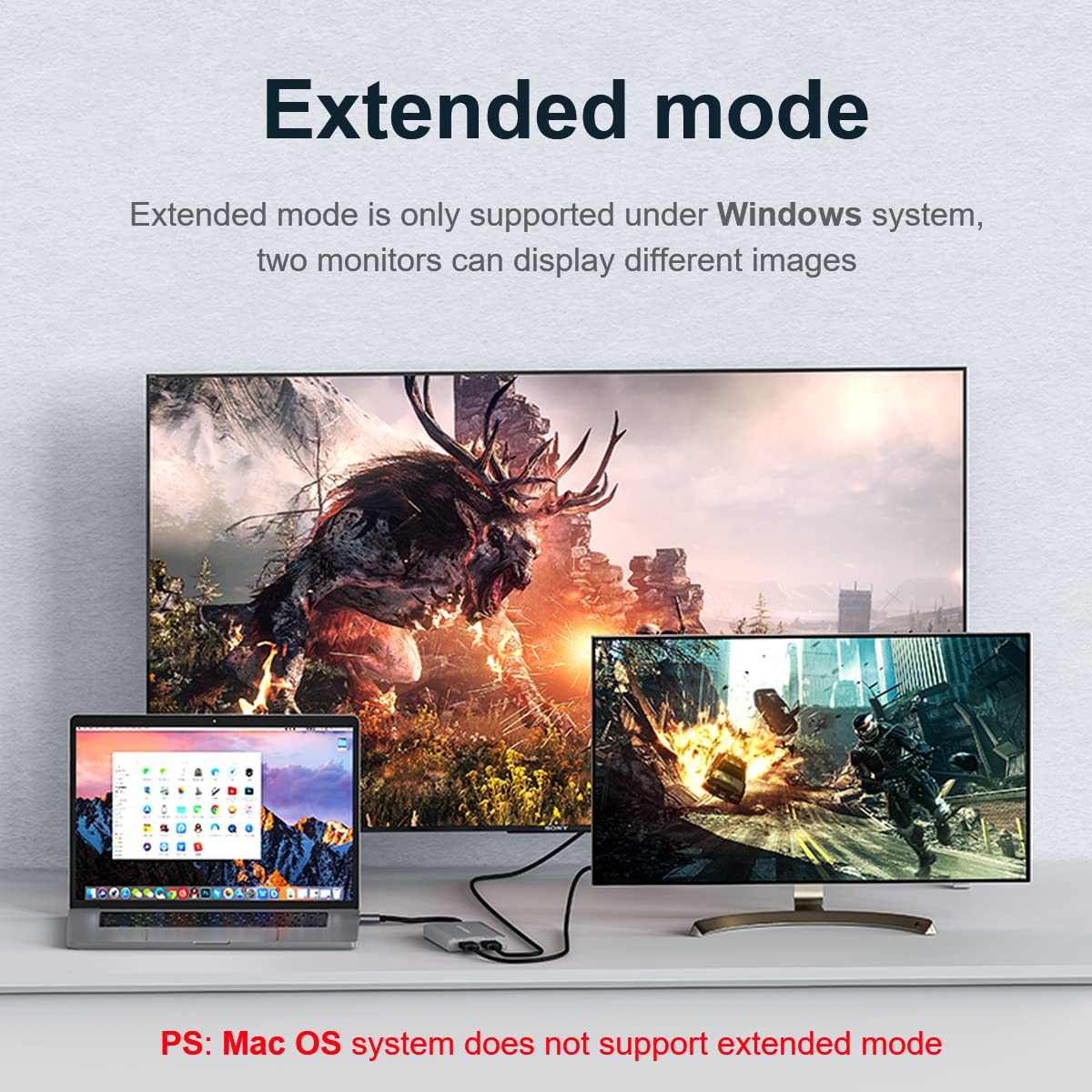 WJESOG Displayport to Dual Displayport Splitter Dual 4K@60Hz Resolution,DP to 2 Displayport Hub Multi Stream Transport Support 4K Resolution for Windows and Mac System