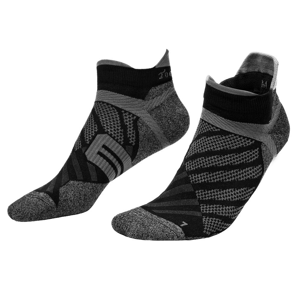 Toes&Feet Men's 5-Pack Black Anti Odor Quick Dry Thin Ankle Running Socks, L