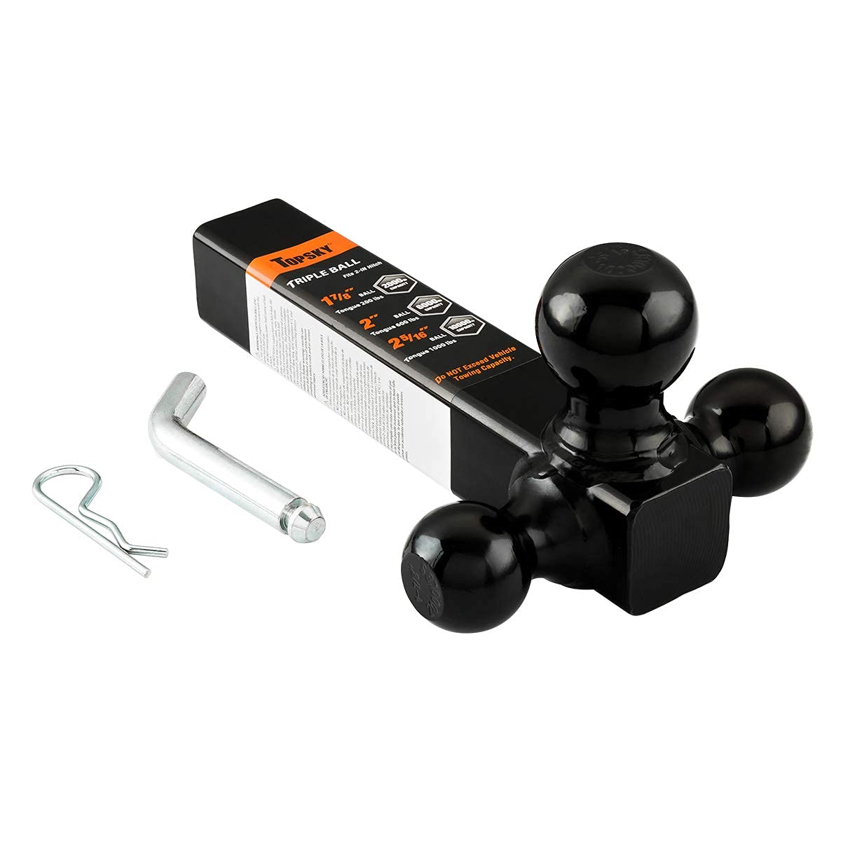 TOPSKY Trailer Hitch Trailer Ball Mount & pin,1-7/8,2,2-5/16-inch Hitch Ball TS2005