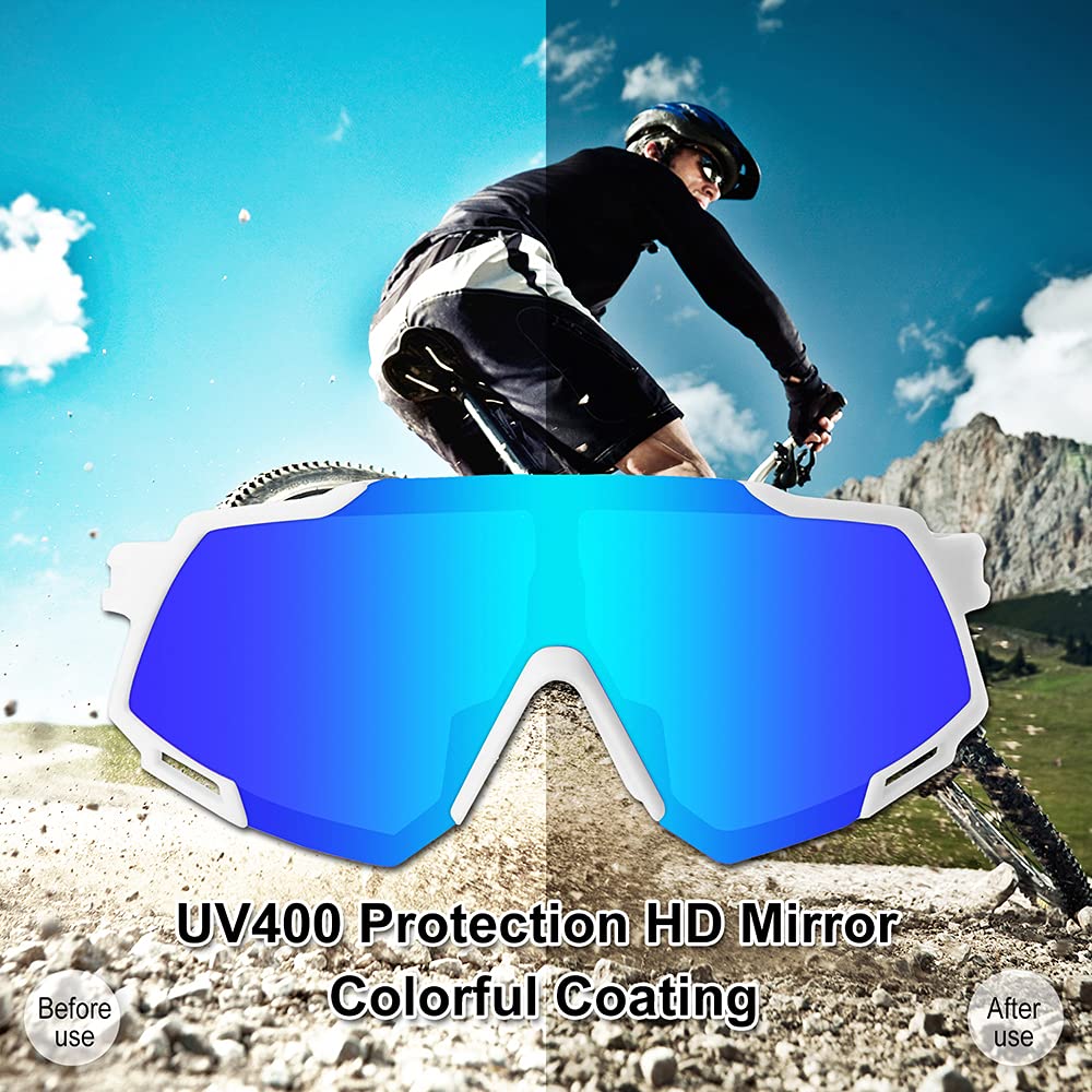 TOPTETN Cycling Glasses Polarized Sports Sunglasses for Men Women, Baseball Sunglasses