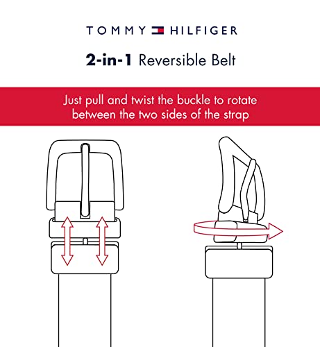 Tommy Hilfiger Men's Reversible Belt, Black/Brown Silver, 36