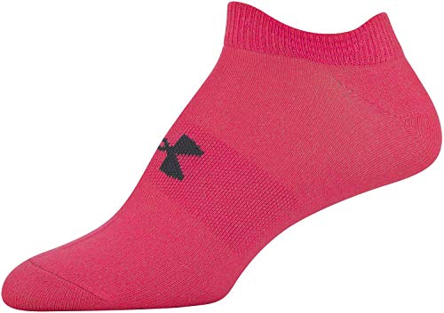 Under Armour Women's Essential 2.0 Lightweight No Show Socks, 6-Pairs, Cerise Pink Assorted, Medium