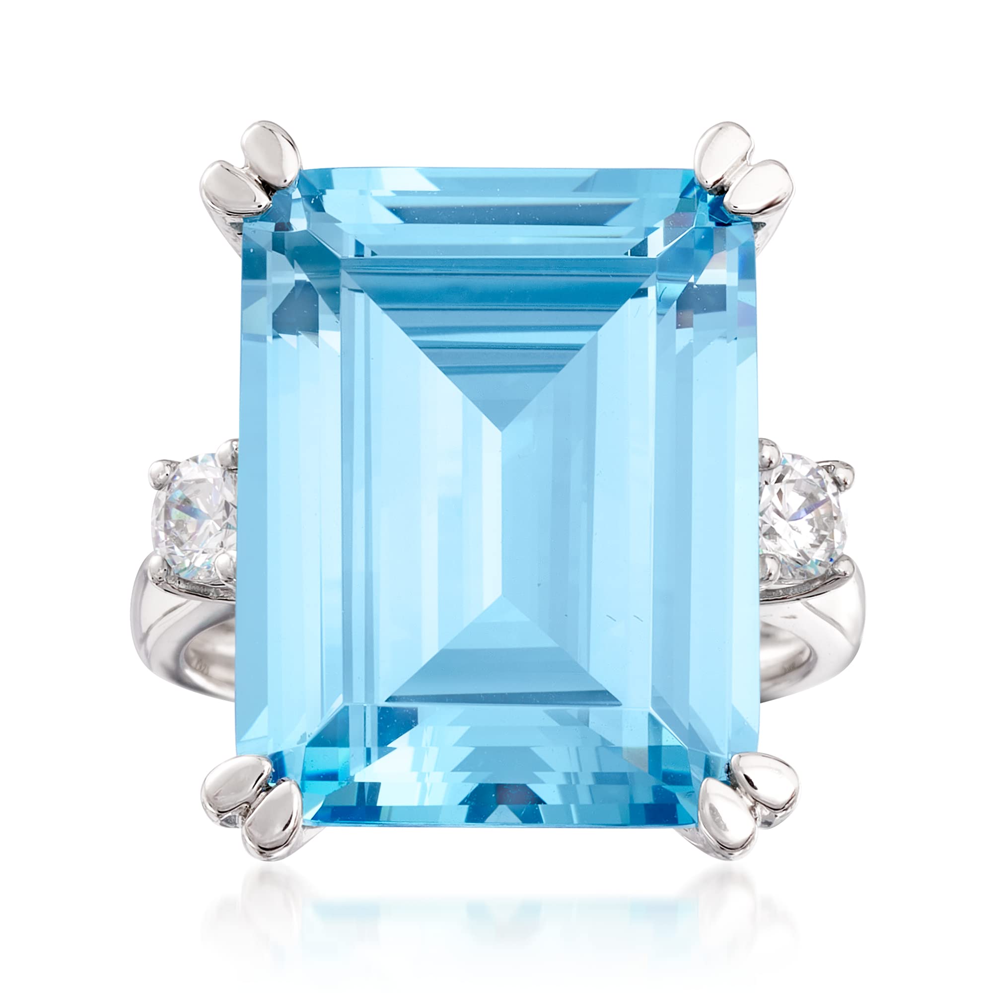 Ross-Simons 17.30 ct. t.w. Blue and White CZ Ring in Sterling Silver. Size 7