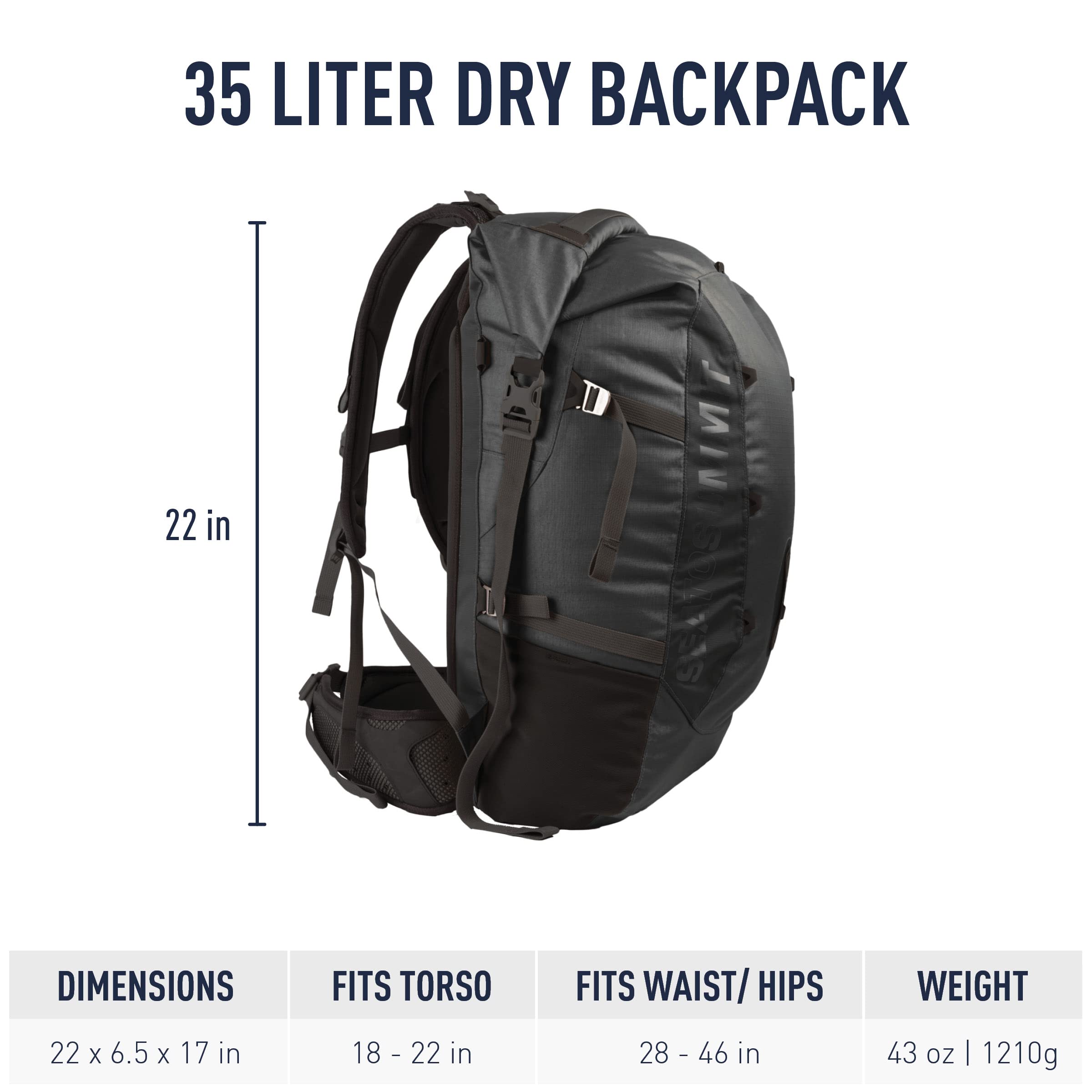 Sea to Summit Flow Drypack 35-Liter Daypack for Skiing and Hiking, Black