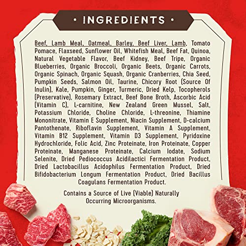 Stella & Chewy's SuperBlends Raw Coated Wholesome Grains Grass-Fed Beef, Beef Liver & Lamb Recipe with Superfoods, 3.5 lb. Bag