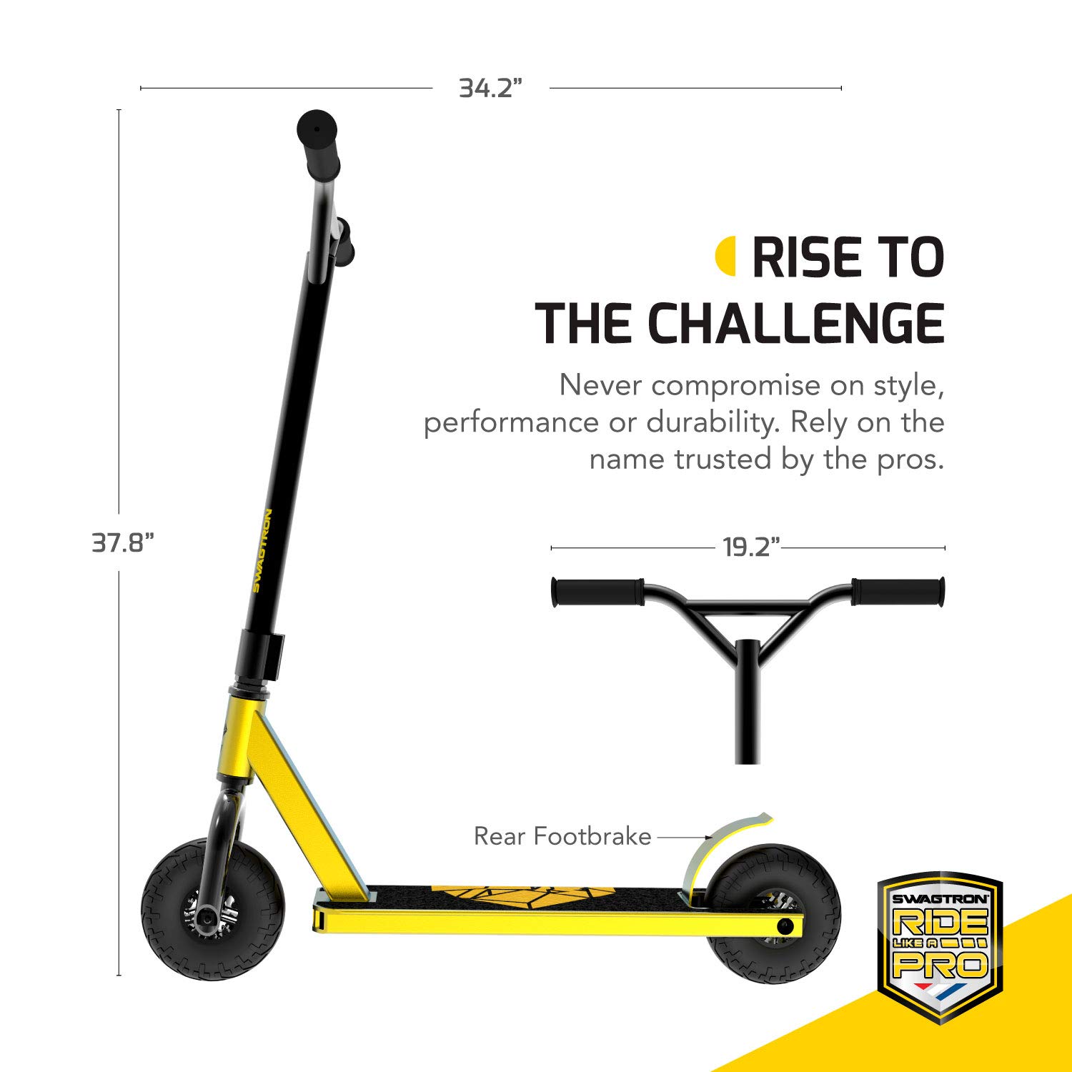 Swagtron KR1 All-Terrain Dirt Kick Scooter | ASTM-Certified & 8-INCH KNOBBY Tires