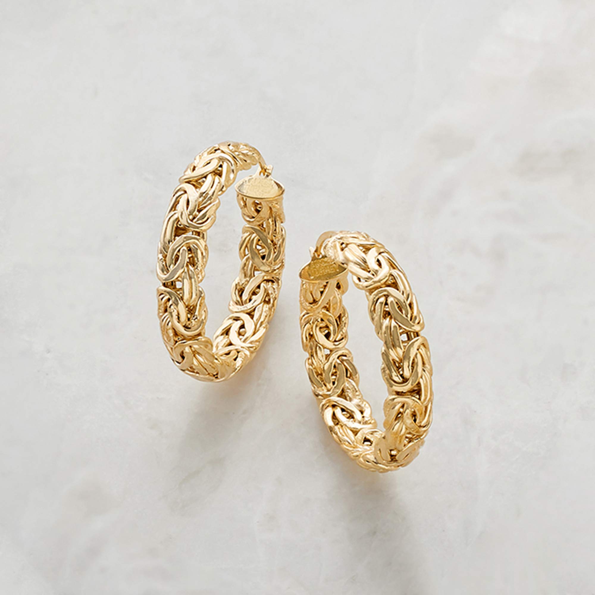 Ross-Simons 18kt Gold Over Sterling Medium Byzantine Hoop Earrings