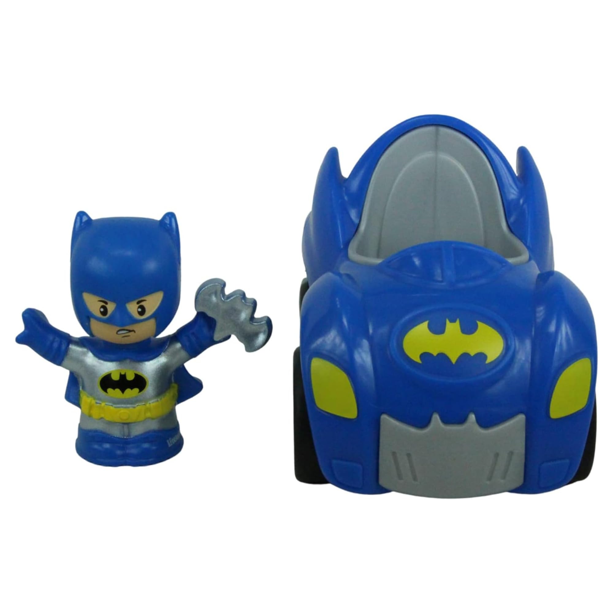 Toptoys2u Bargain Bundles Little People DC Super Friends Large 5" 12cm Wheelies Twin Pack - Includes Batman, Batmobile, Joker & Jokermobile