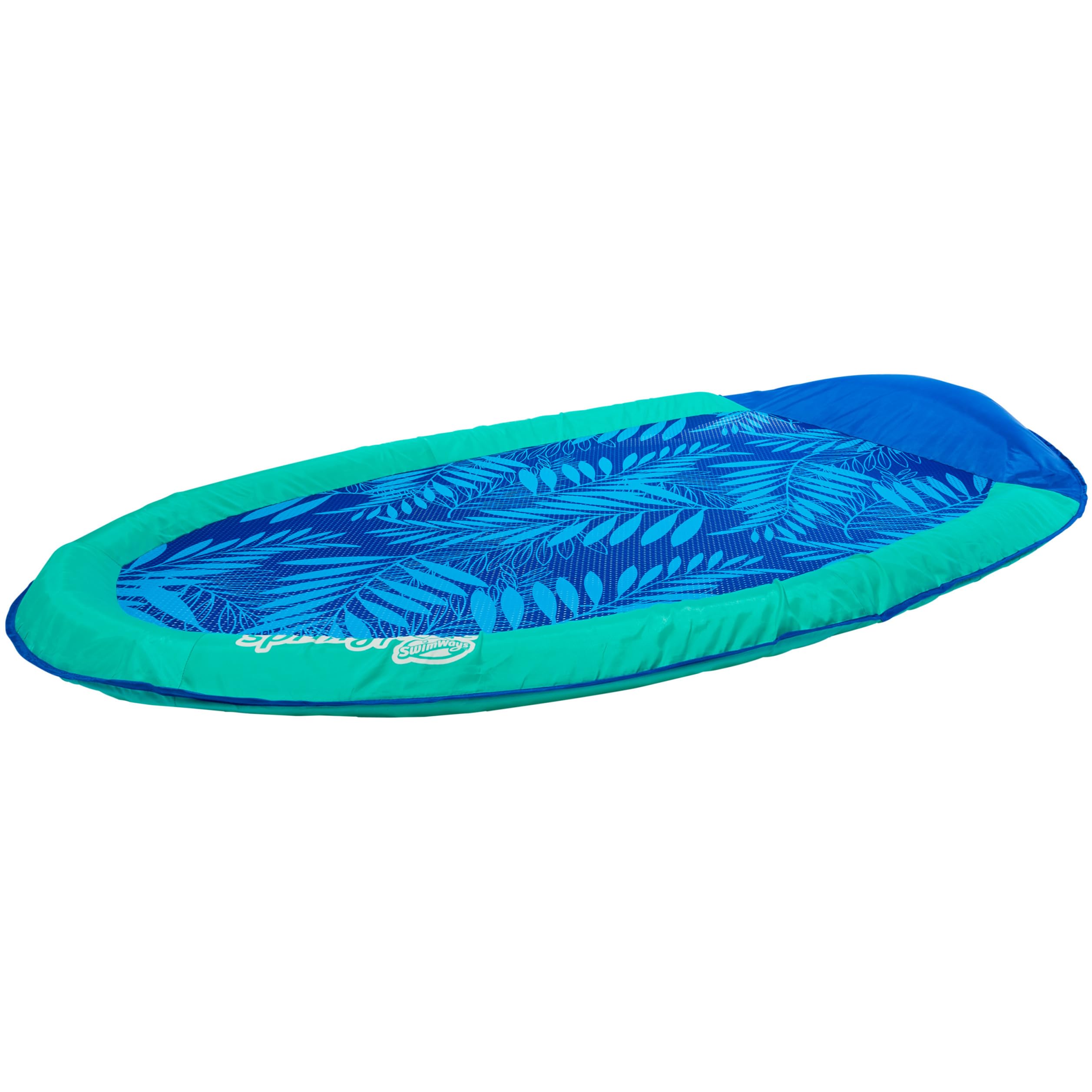 SwimWays Spring Float Original Pool Lounge Chair with Hyper-Flate Valve, Teal Palm