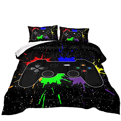 Z.Jian HOME Gaming Comforter for Boys Teen,Game Contoller Bedding Set for Boys Kids,Down Alternative Comforter for All Season,Gamer Home Decor for Boys Comforter Set (Comforter-Game27, Twin)