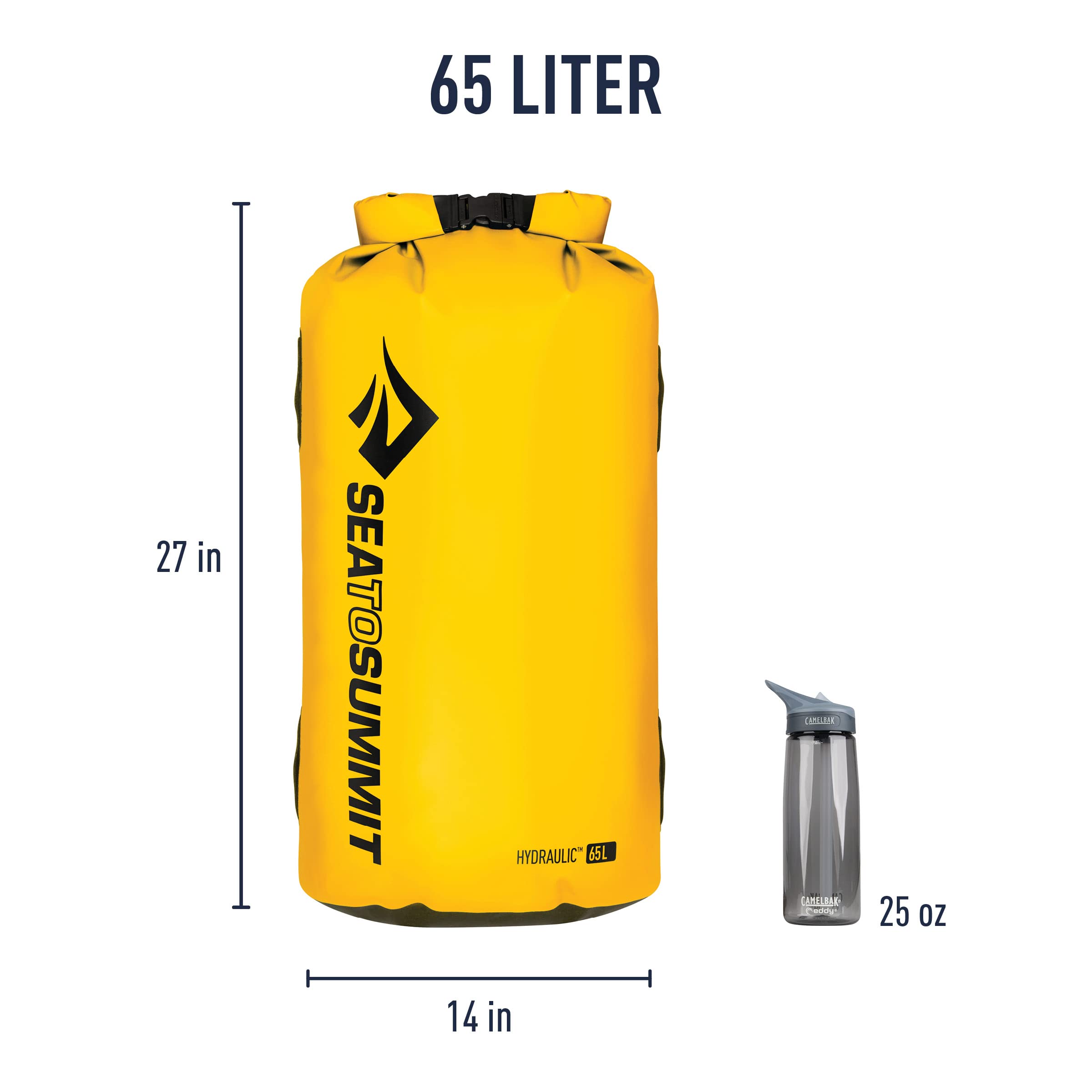 Sea to Summit Hydraulic Dry Bag, Heavy-Duty Dry Storage, 65 Liter, Yellow