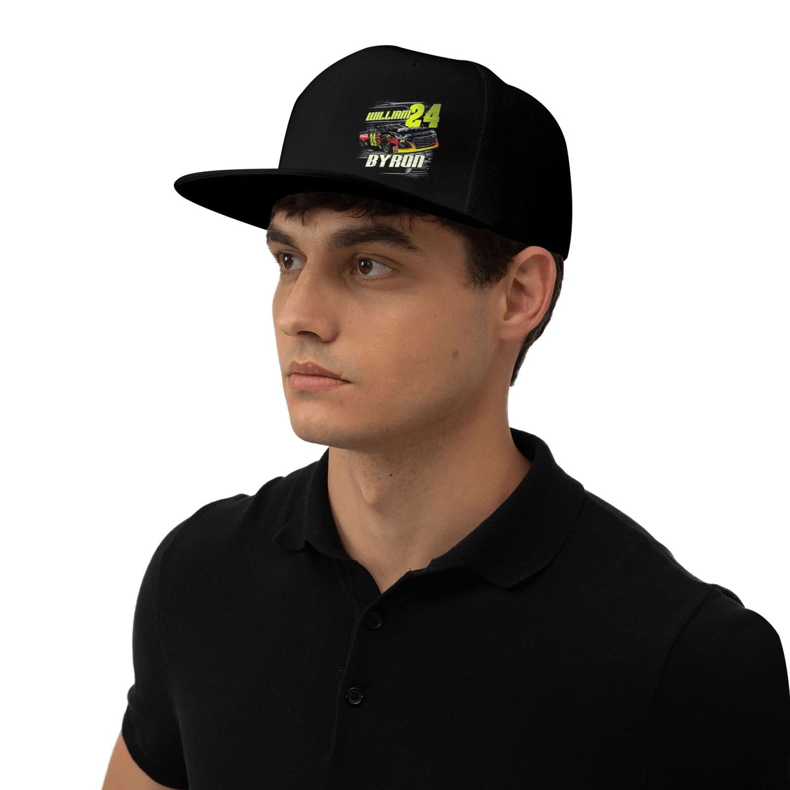 William Byron 24 Snapback Hats for Men Baseball Cap Adjustable Flat Bill Trucker Gift Black