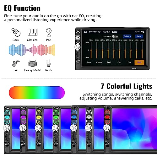 Single Din Car Stereo Compatible with Apple Carplay Android Auto Voice Control, 7 Inch HD Touchscreen Bluetooth 5.1, Subwoofer Output, USB/TF Port, FM, Mirror Link