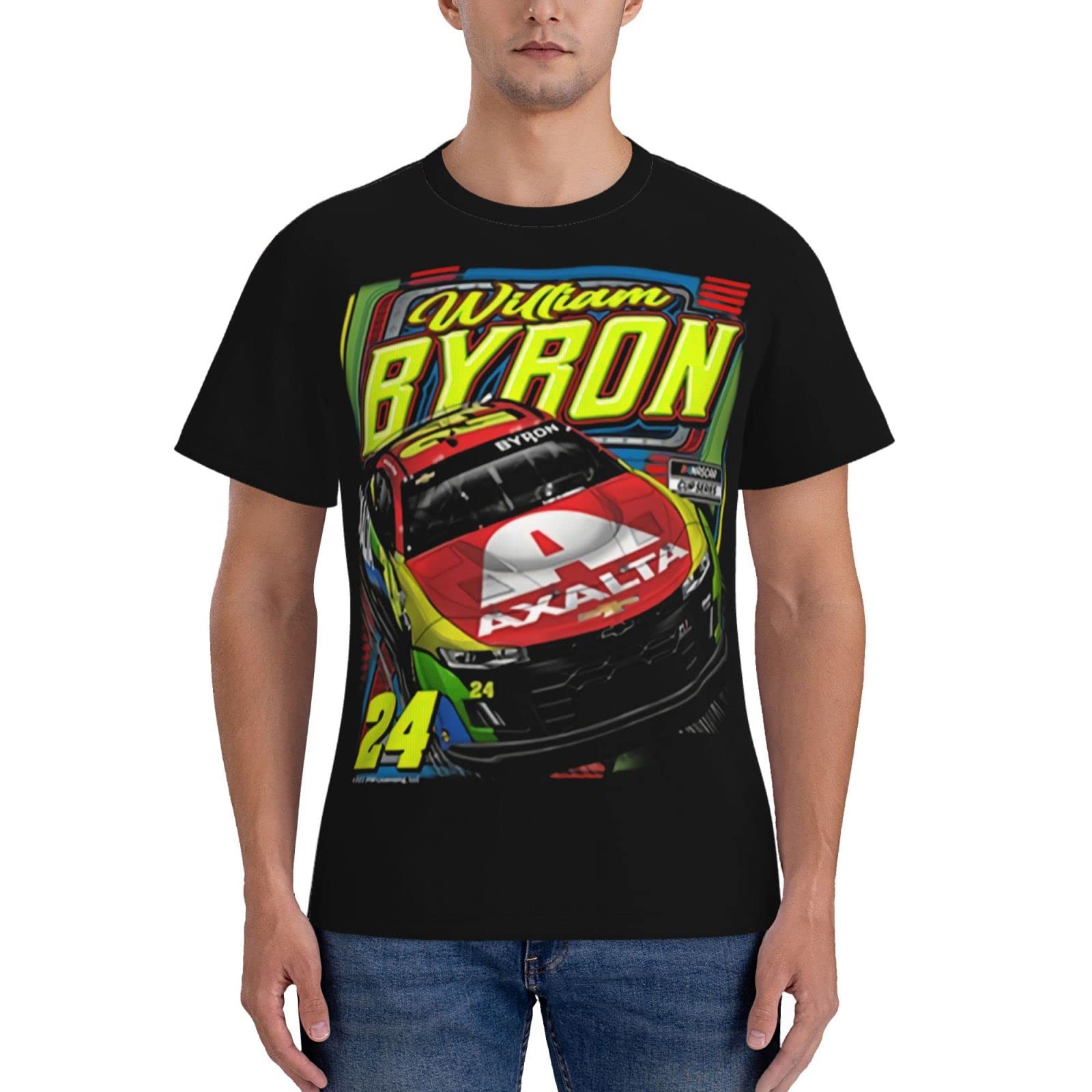 William Byron 24 Men's T-Shirt Crewneck T-Shirt Tight Sport Short Sleeve Classic Printing Performance
