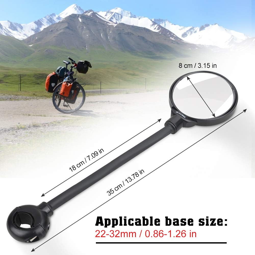 Zacro Bike Mirror - 1 Pcs 360° Adjustable Bicycle Mirrors for Handlebar End, Rotatable Mirror Universal with Wide Angle Rear View Mirrors Glasses for Mountain Road Bike