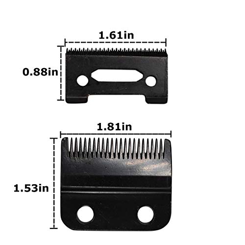 ZEROKIWI Professional 2 Hole Replacment Blades Set #2161-400-8148, Including 1 Carbon Steel Fix Blade, 1 Ceramic Moving Cutting Blade and 2 Screws, Compatible with Magic Clip 5 Star Series(Black)