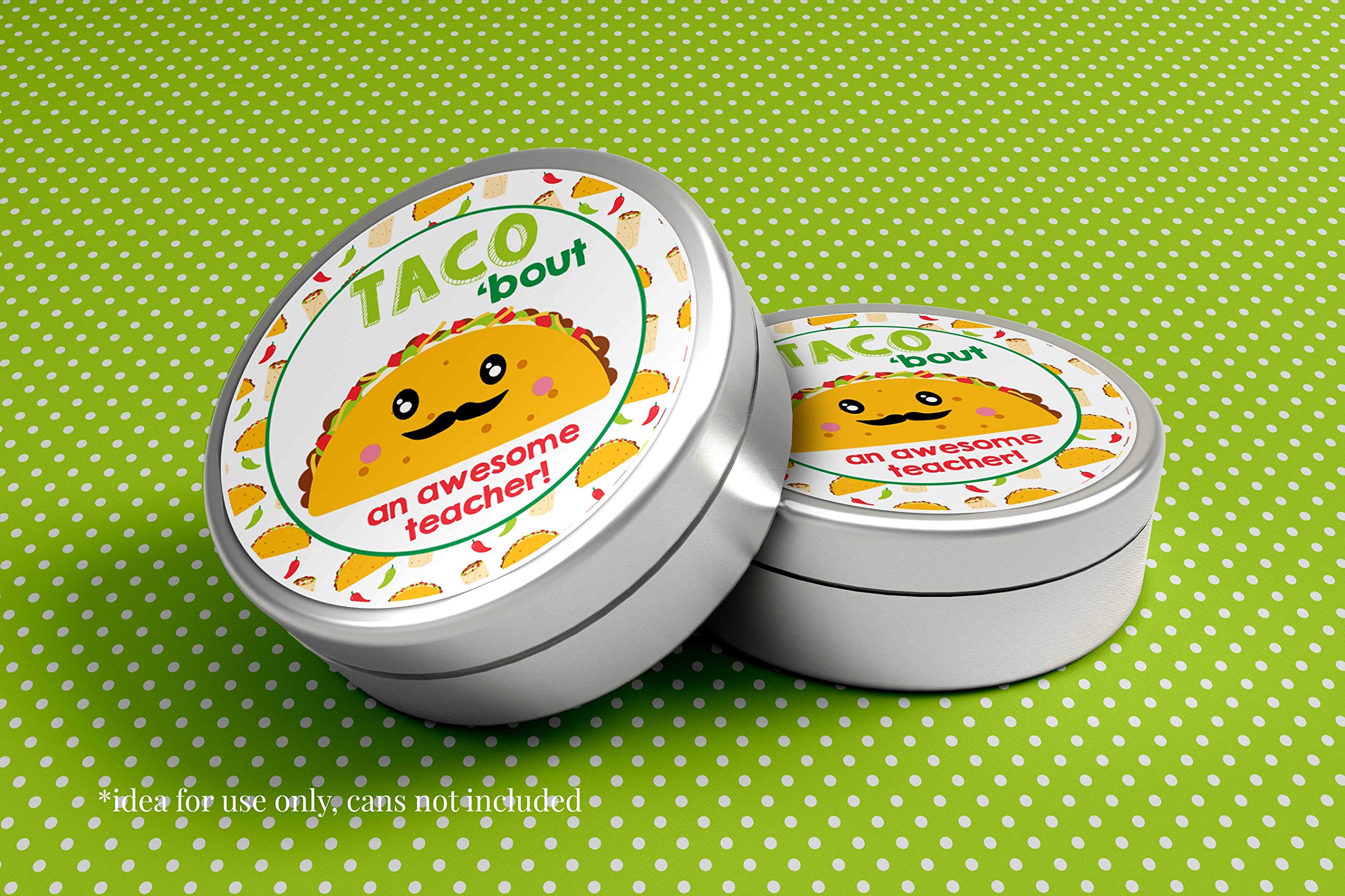 Taco ‘Bout an Awesome Teacher Appreciation Thank You Sticker Labels, 40 2" Party Circle Stickers by AmandaCreation, Great for Envelope Seals & Gift Bags