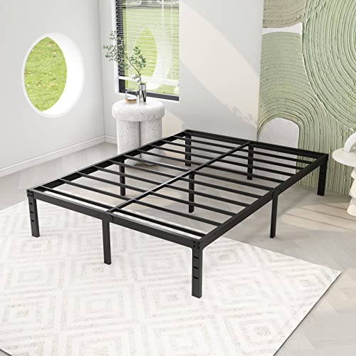 RYR 14 Inch Bed Frame Full Size Metal Platform Bed Frame, Heavy Duty Steel Slat Support, No Box Spring Needed & Noise Free, Easy Assembly, Black