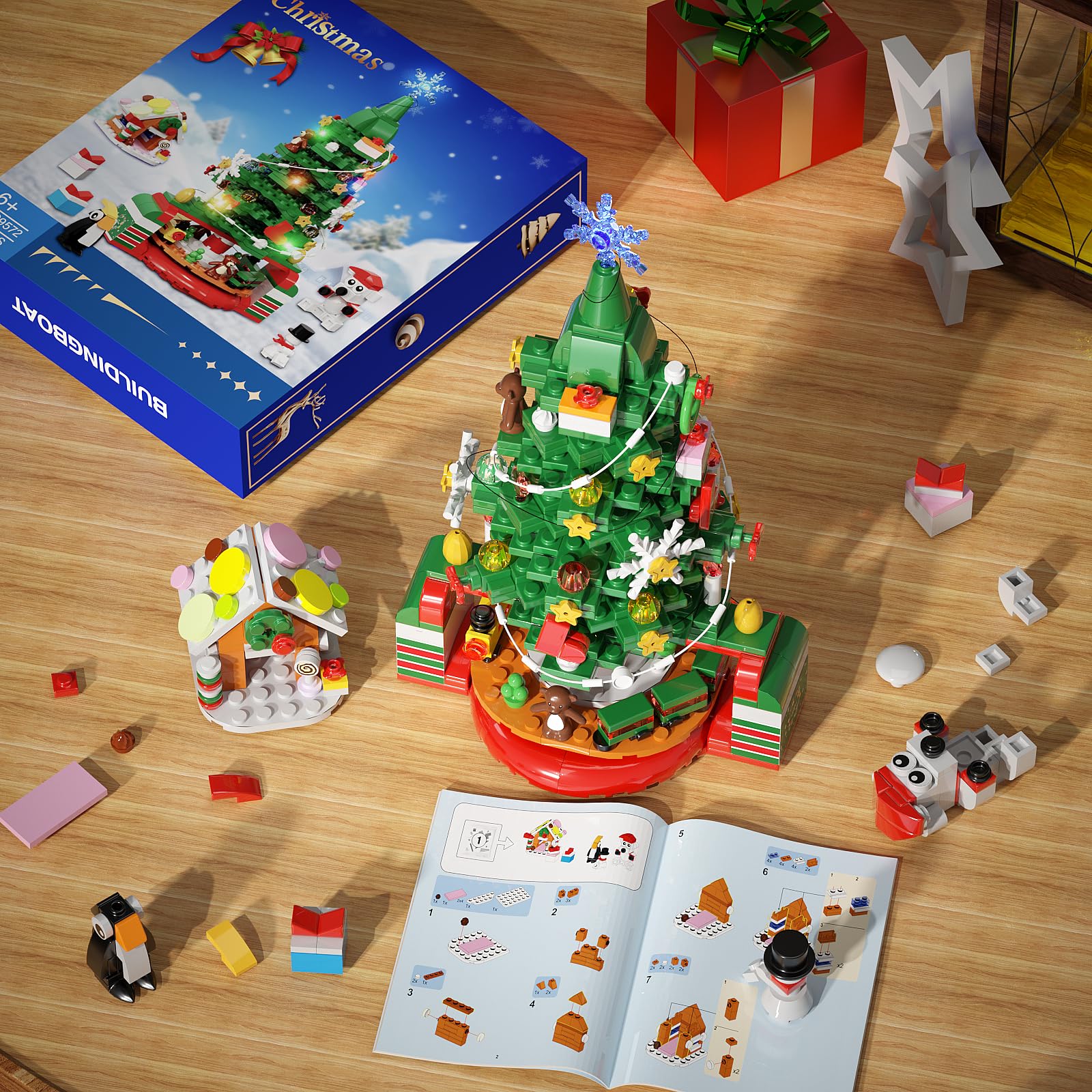 VONADO Christmas Tree Building Set, Christmas Building Bricks with LED Lights, Christmas Tree 2023 Building Blocks, Xmas Tree Gift Toy for Boys & Girls and Adults(545 Pcs)