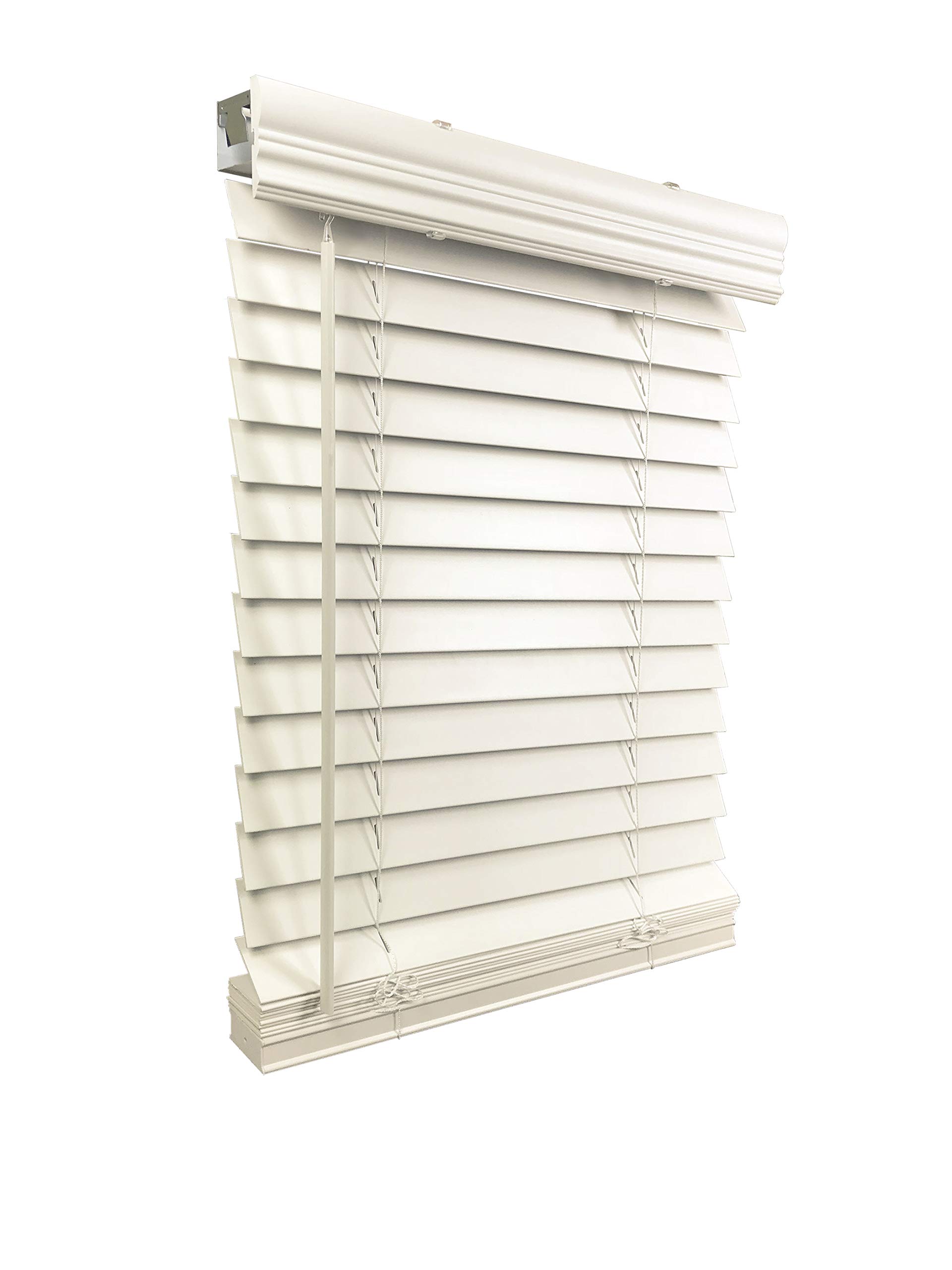 US Window and Floor 2" Cordless Faux Wood Blinds, Fit Windows 36" - 36 1/4", (Blind Size 35 5/8" x 48"), Inside Mount