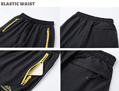 TACVASEN Men's Quick Dry Performance Pants for Hiking Camping Running Cycling Khaki, 34